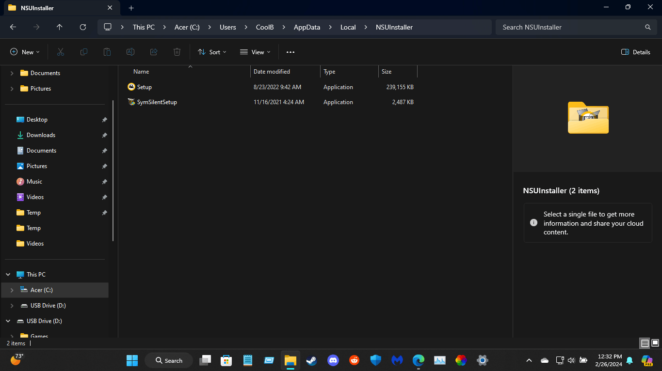 Mysterious NSUInstaller folder in Local folder in AppData - Microsoft Q&A