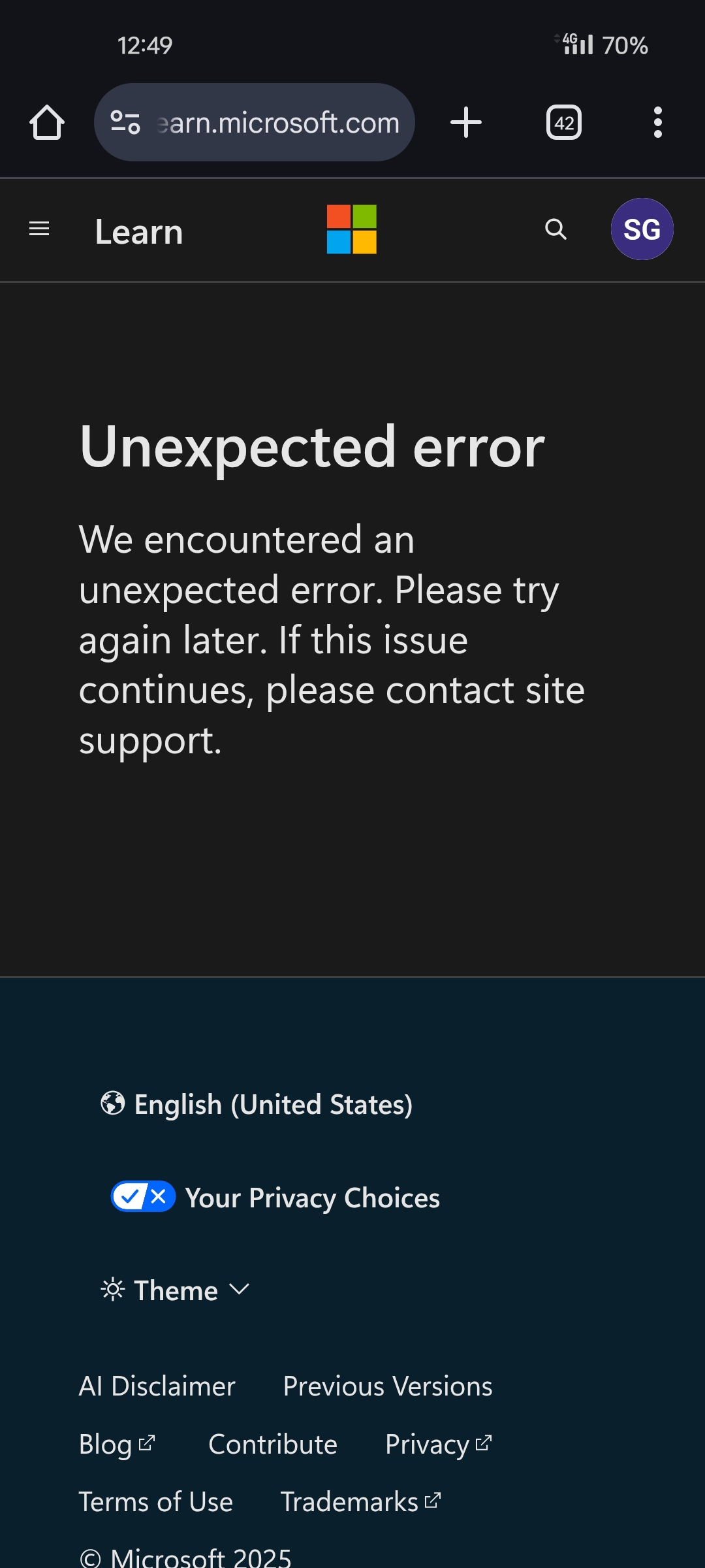 Unable to login my microsoft learn account - Microsoft Q&A
