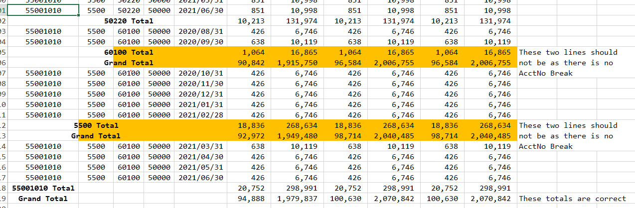 Issues With Excel Subtotal Using Microsoft Qanda