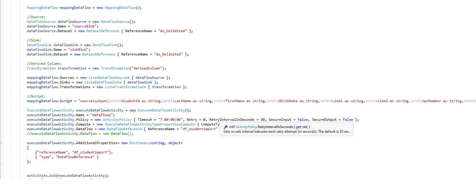 Create Dataflow Using Net Sdk Microsoft Qanda