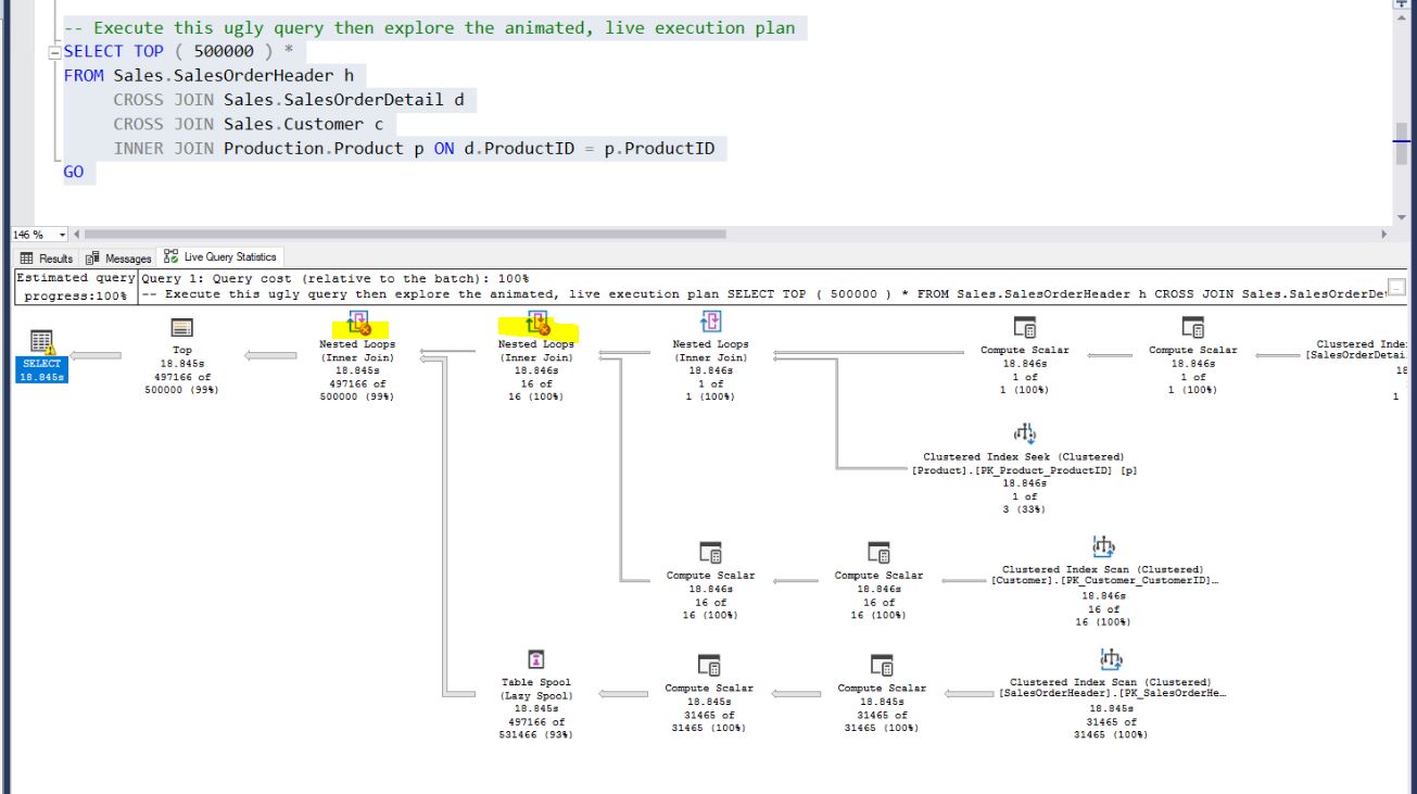 Error on the looking at the live query plan - Microsoft Q&A