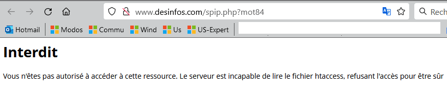 je n'ai plus accès à un site : Forbidden You don't have permission to access this resource ...