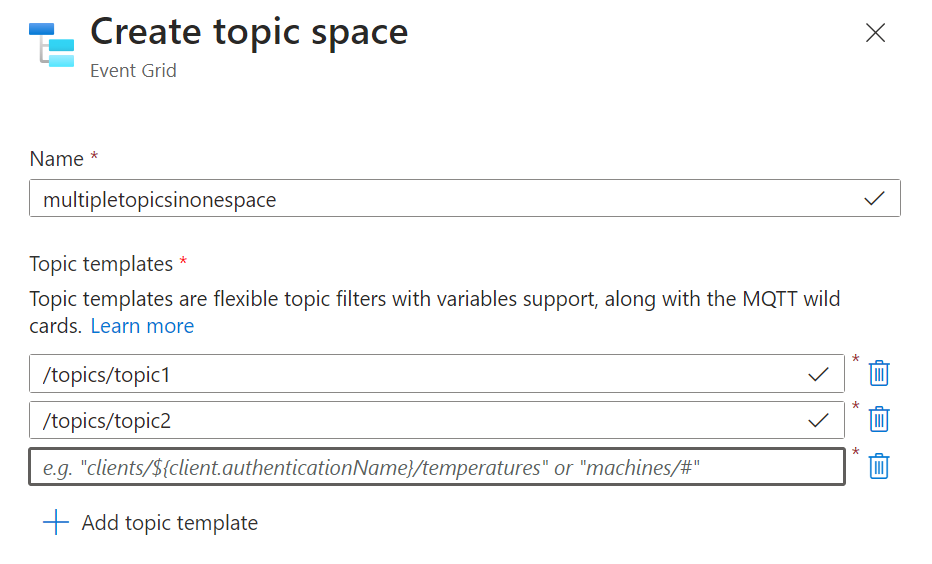 If I need to include 105 topic templates in my Azure Event Grid ...