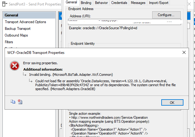 Unable to connect to oracle DB from Biztalk send port from Biztalk 2020 ... Unable to connect to oracle DB from Biztalk send port from Biztalk 2020 ...