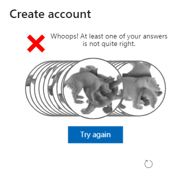 New account robot puzzle - Microsoft Q&A