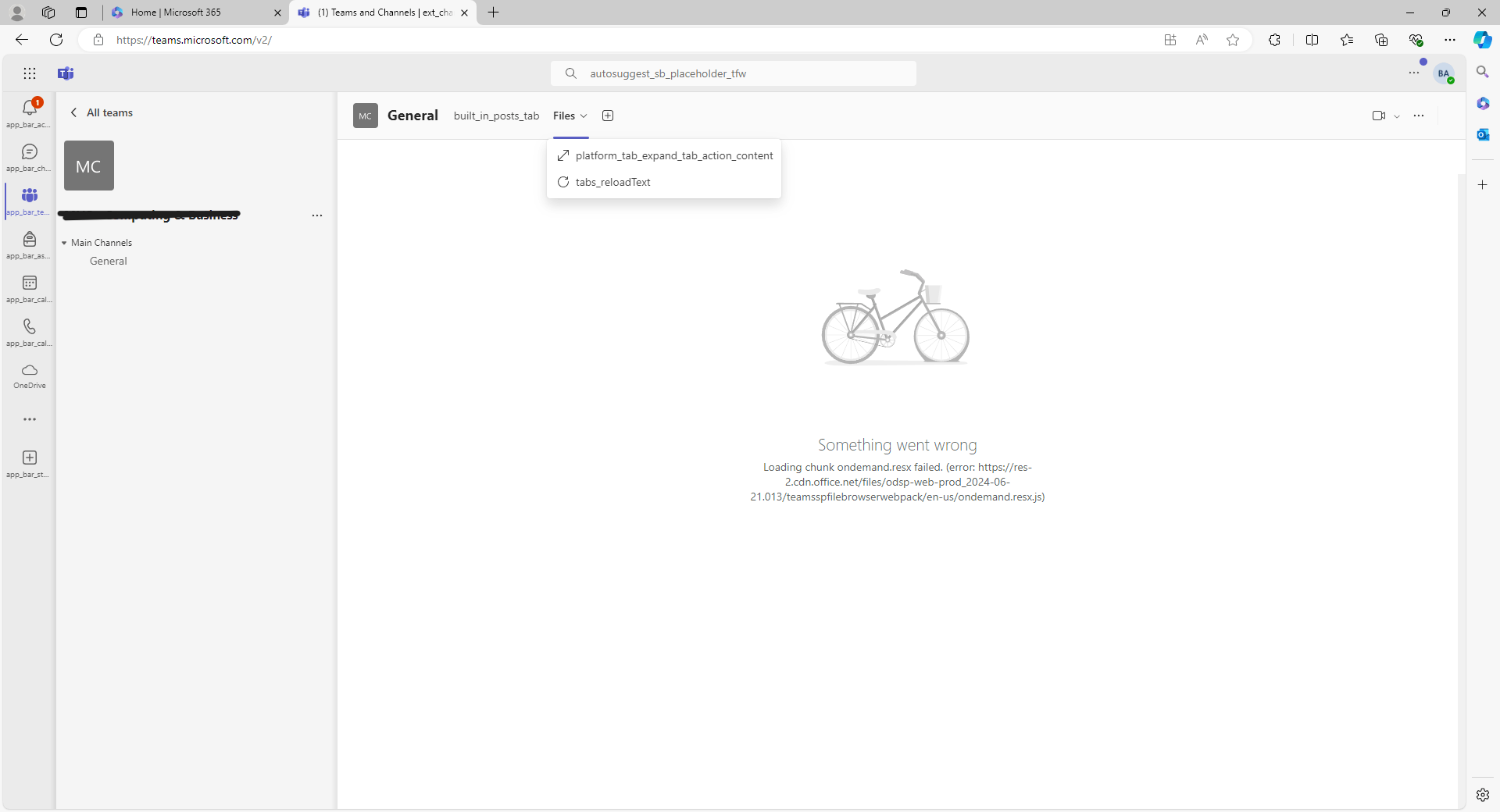 Loading chunk ondemand.resx failed. MS Teams - Microsoft Q&A