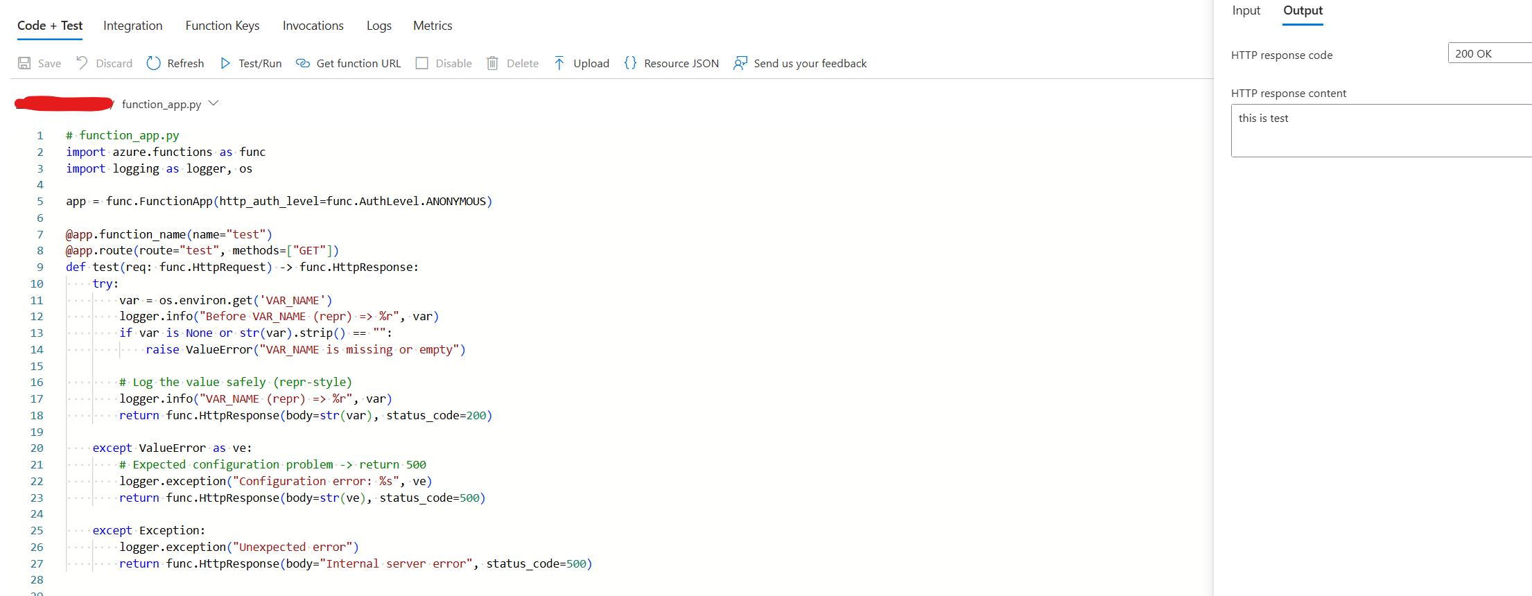 Azure Function App - Python Runtime - Flex Consumption for dev work - Unable to retrieve ...