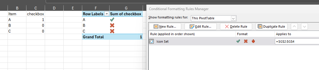 Excel Pivot Table - How to change the values to checkmarks? - Microsoft Q&A