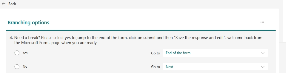 Microsoft Forms - returning to form question - Microsoft Q&A
