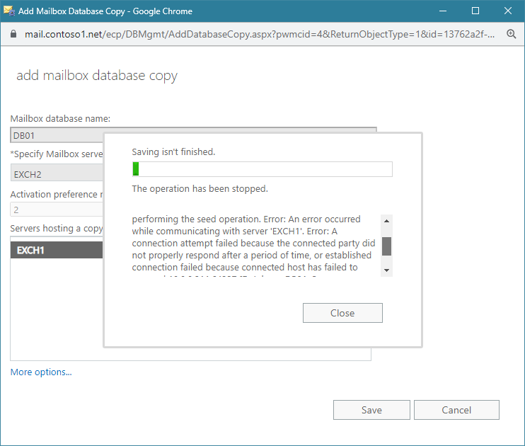 Exchange Server 2019: Seeding fails - Microsoft Q&A