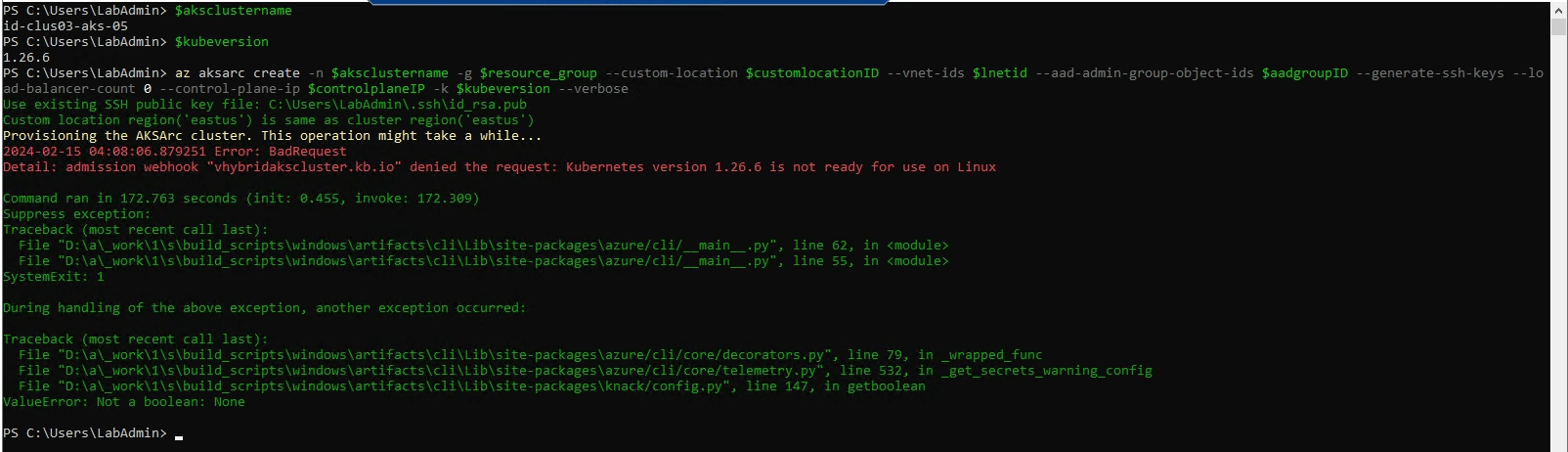 Could Not Provisioned Aks On Azure Stack Hci Cluster Using Version 23h2