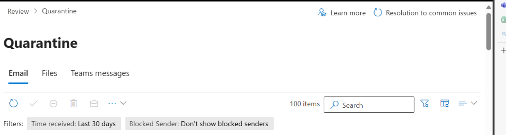 Only one user's email says it is Quarantined and we are having hard ...