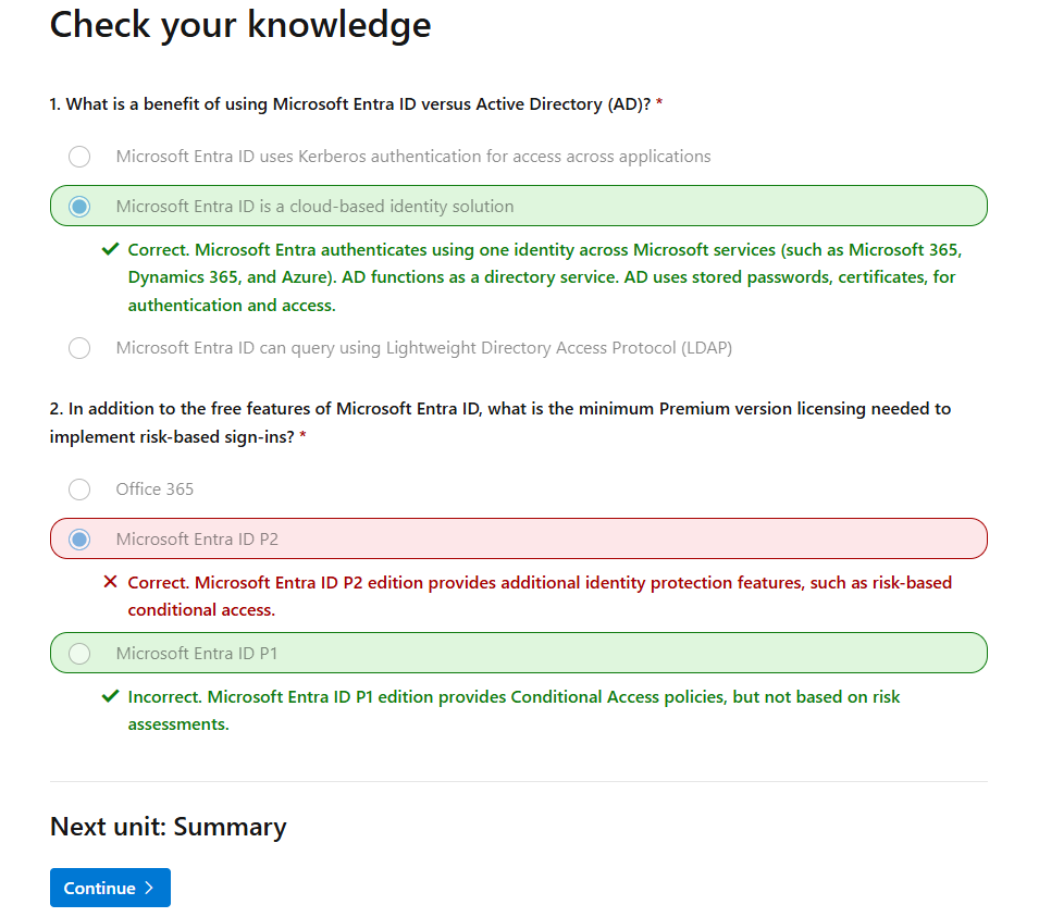 There is confusion in the "Check your knowledge" section. - Microsoft Q&A