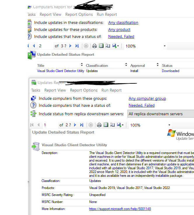 Visual Studio Client Detector Utility Keeps Showing In WSUS - Microsoft Q&A