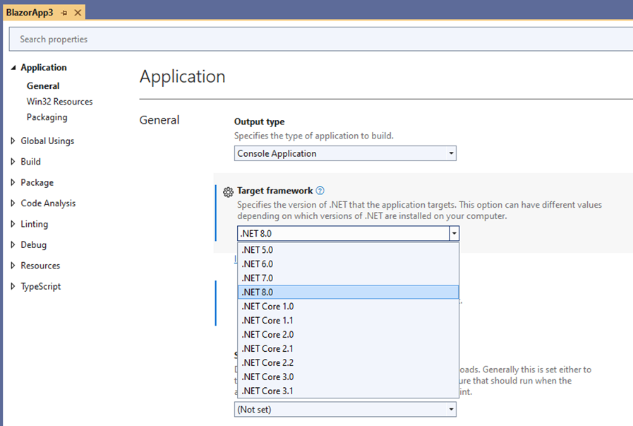 为什么在 Visual Studio 中使用 Blazor Server 模板创建应用时不能选择 .NET 8 - Microsoft Q&A