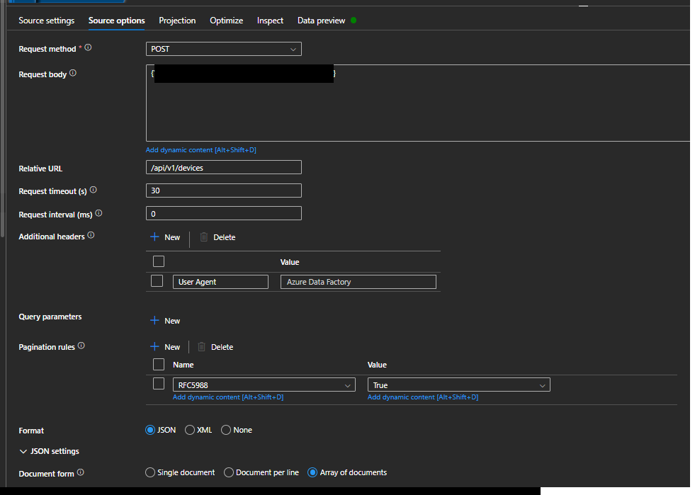 Failure to read most recent page request: DF-REST_001 - Error response from server: Some(Invalid ...