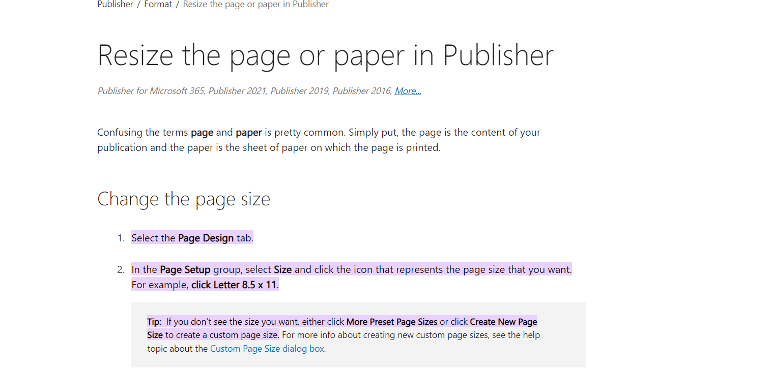 Custom page size in Publisher - Microsoft Q&A