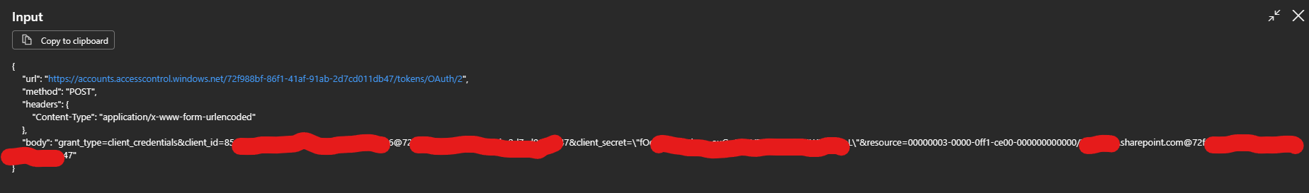 ADF POST request returns error "AADSTS7000215: Invalid client secret provided" but identical ...