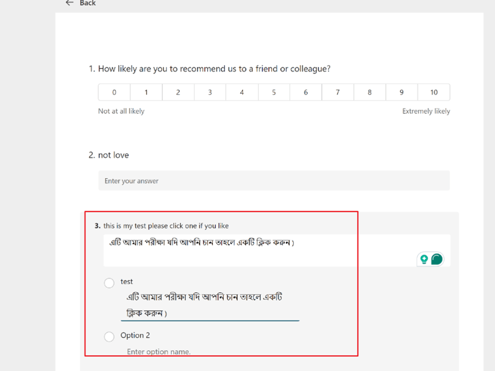 In forms, questions are not translating to the selected language. How ...