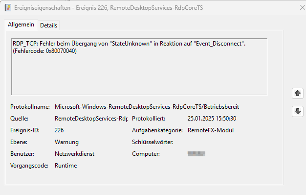 RDP mit O365 Usern - Authentifizierungsfehler Fehlercode: 0x0 - Microsoft Q&A