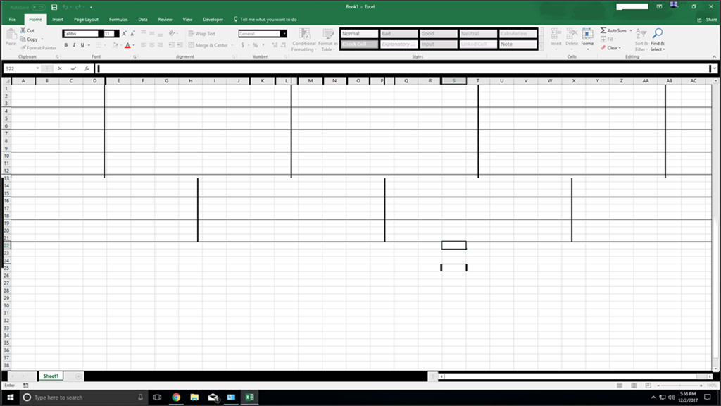 Excel 2016 Random Black Lines and Borders - Microsoft Q&A