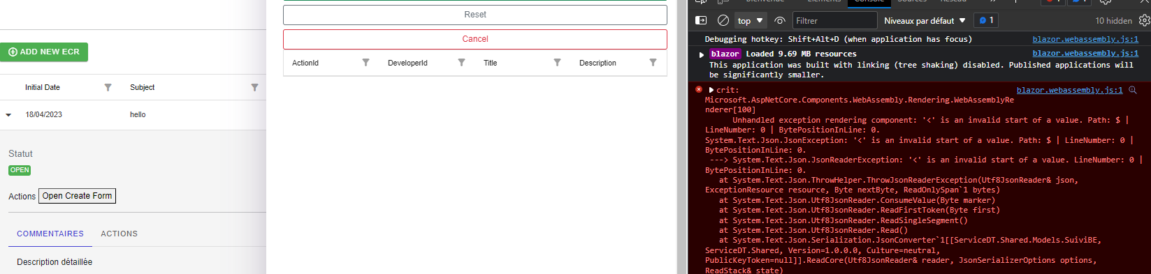 Unhandled exception rendering component: The input does not contain any ... Unhandled exception rendering component: The input does not contain any ...