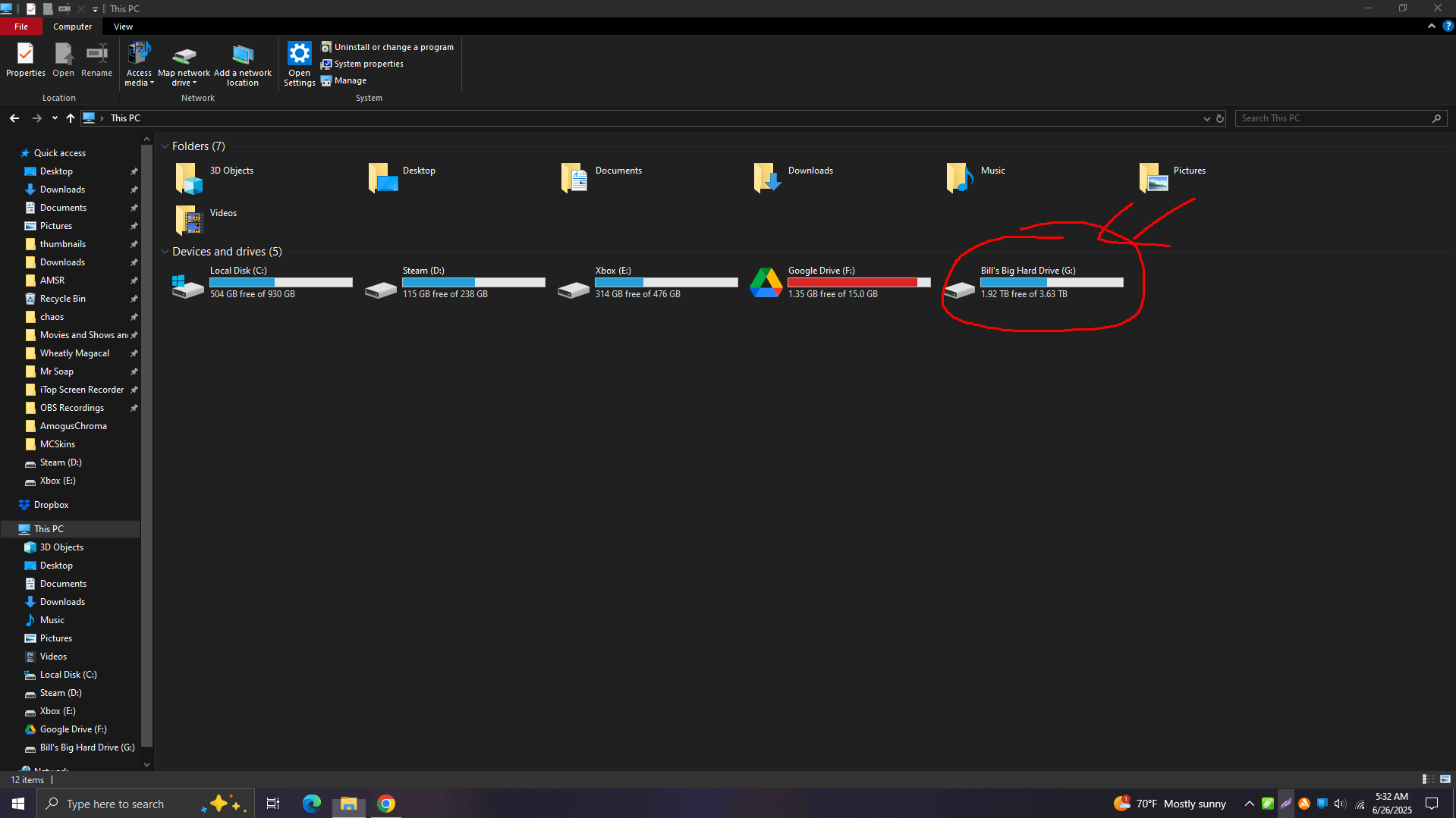 My PC says that a storage device might be missing or disconnected but ...