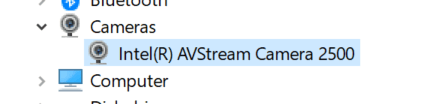 Intel AVStream 2500 camera not working but is listed in device manager ...