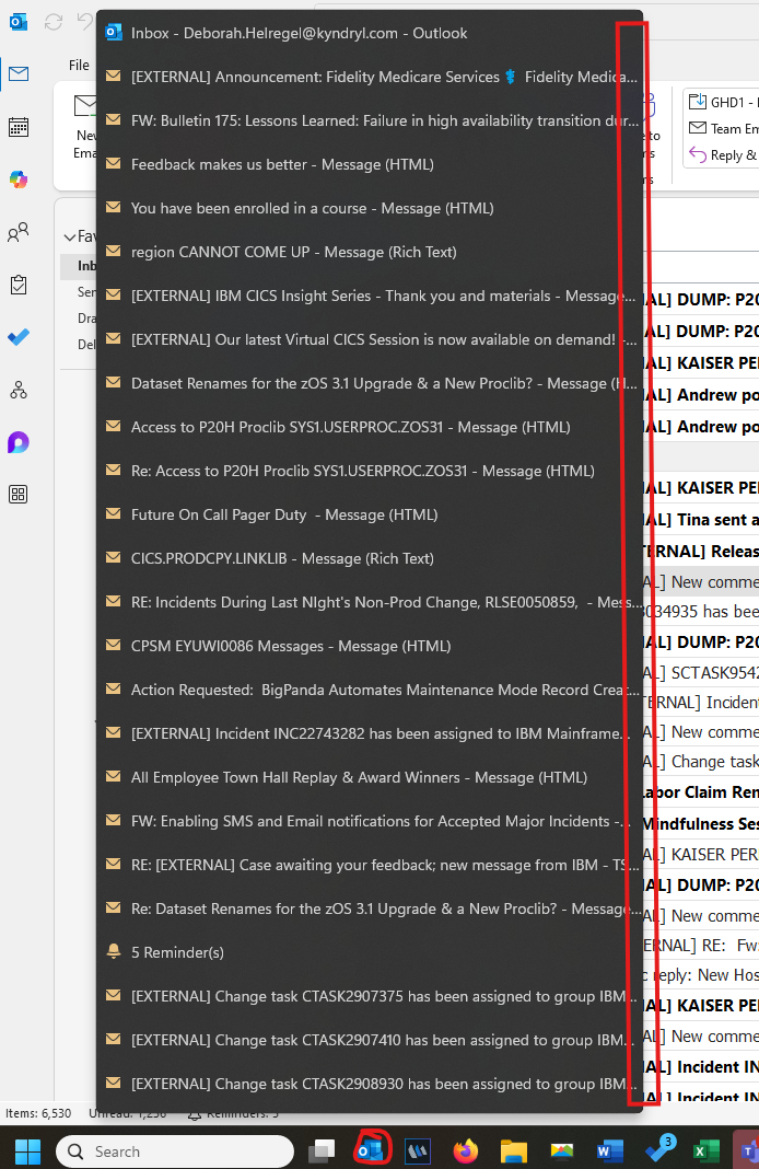 How can I restore the missing scroll bar from the Outlook open email list? - Microsoft Q&A