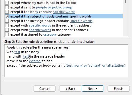 Rule with exact word match in Outlook web - Microsoft Q&A