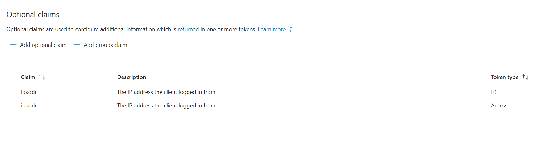 Optional Claimed added to Token Configuration missing - Microsoft Q&A