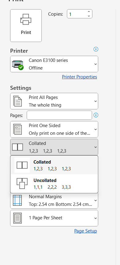 Can't collate print document in windows 11 - Microsoft Q&A
