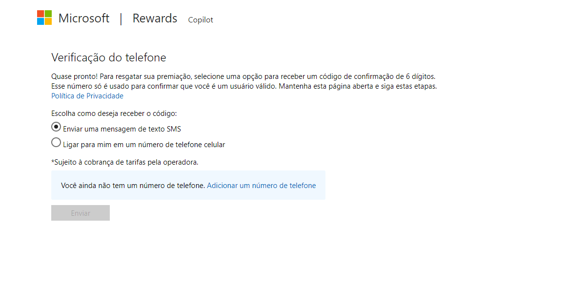 Verificação do telefone Microsoft Rewards - Microsoft Q&A