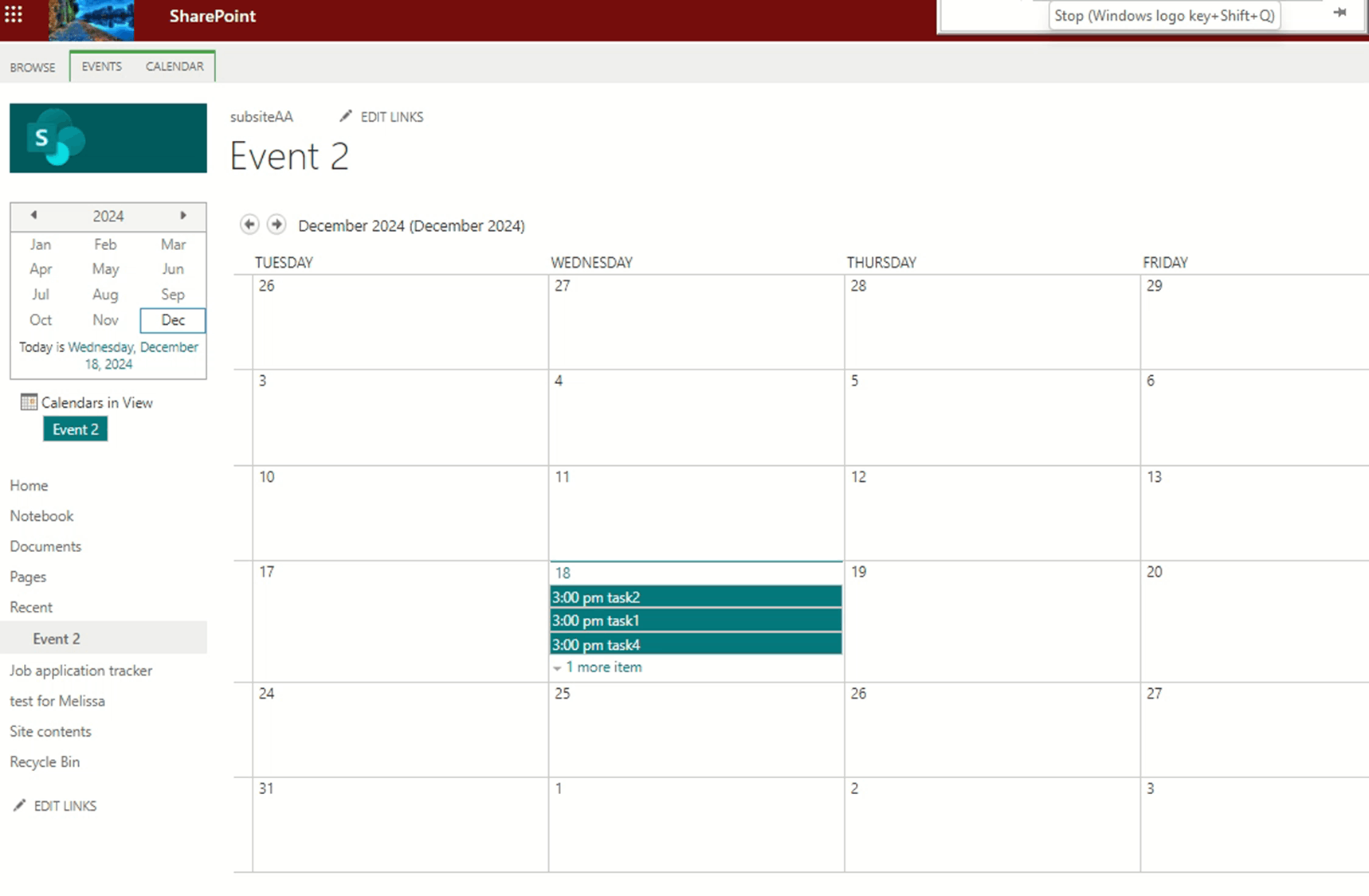 Can you view more than 2 items visually in the Calendar view of lists ...
