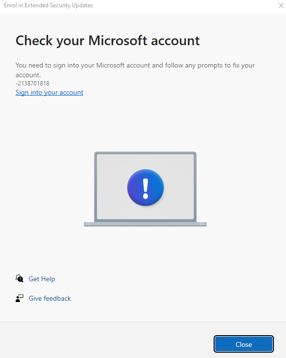 I can't Enrol in Extended Security Updates - Microsoft Q&A