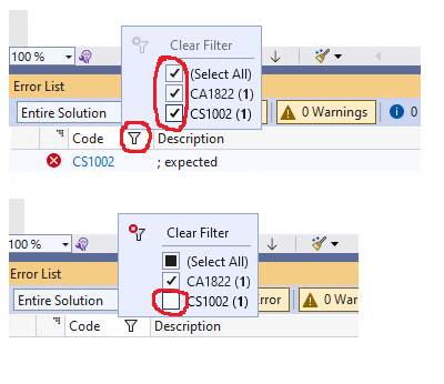 Remove or suppress CS0006 from Error View - Microsoft Q&A