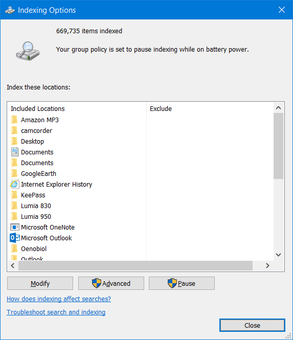 Windows Search Indexer uses a lot of CPU while on battery, killing battery life - Microsoft Q&A