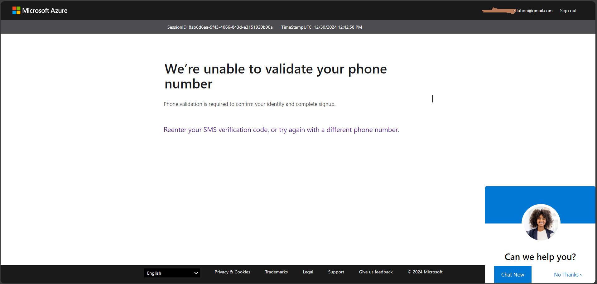 "We’re unable to validate your phone number" while Trying to Create ...