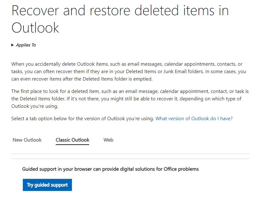 outlook on web-email recovery - Microsoft Q&A