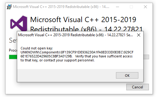 Problems installing Microsoft Visual Studio 2017-2019 Redistributable (x86) - Microsoft Q&A