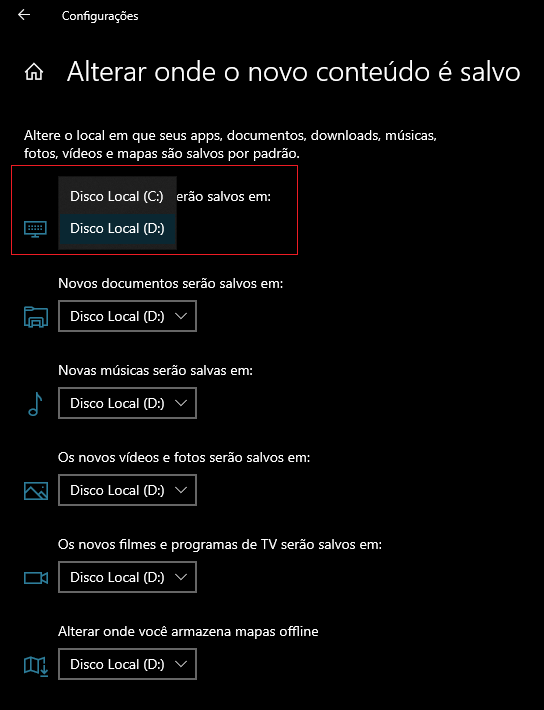 Alterar local padrão de instalação de programas no Windows 10 ...