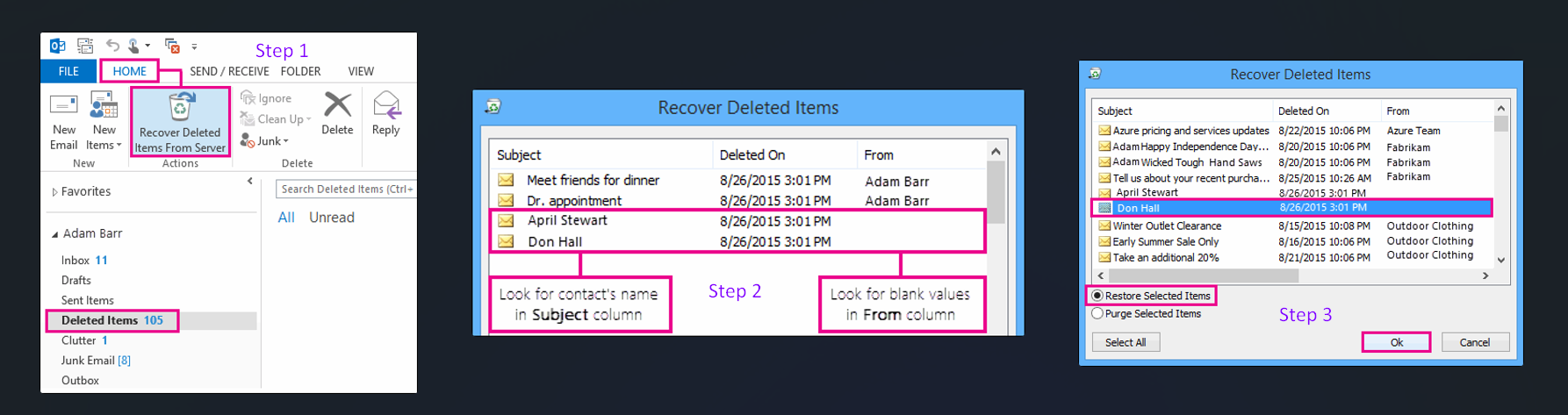 Outlook email contacts are lost. Changed computers but failed to backup ...