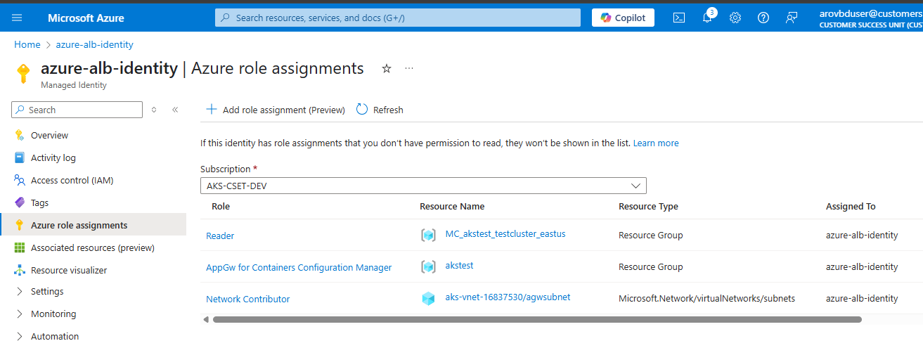 After installation of ALB controller as part of Application Gateway for Containers, alb ...