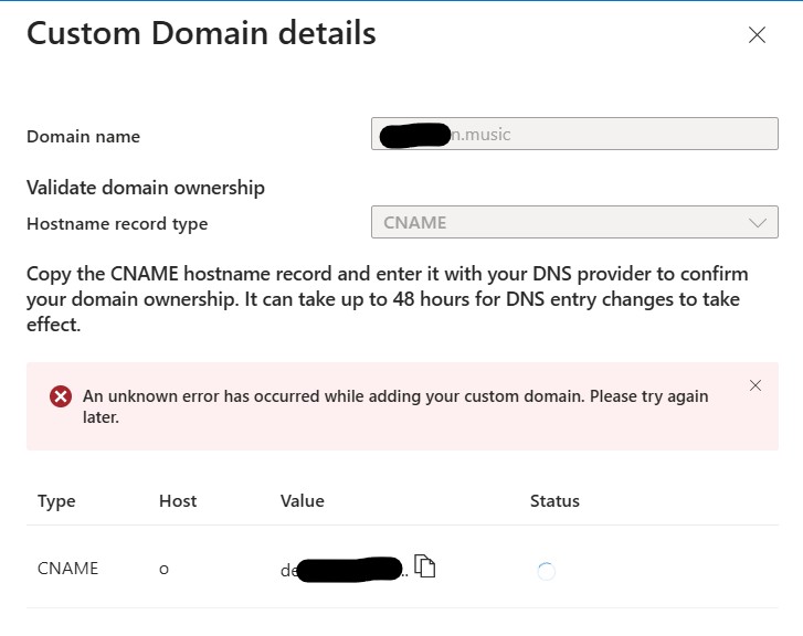 Domain Validation fails for .music domains - Microsoft Q&A