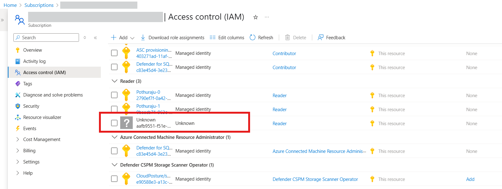 How to Identify unknown role assignments in Azure Access Control IAM - Microsoft Q&A