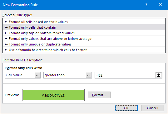Conditional Formatting: green, red, yellow to show increase or decrease ...