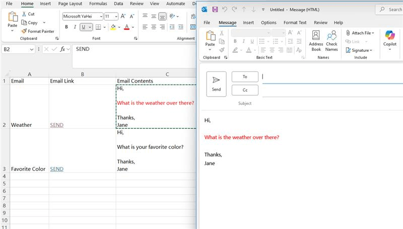 How can I start an Outlook email from Excel and have the text from a cell generate in the email ...