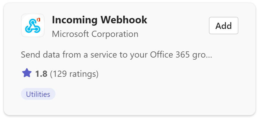 Support for "Incoming Webhooks" in Teams - Microsoft Q&A