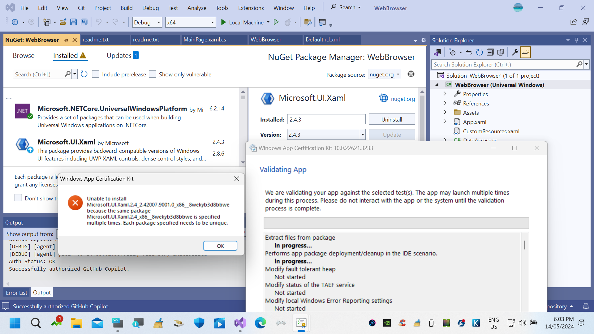 I have a problem with a uwp web browser app I can't publish it on ...