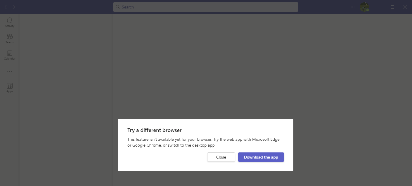 Microsoft Teams Error - Web Browser Not Supported - Microsoft Q&A